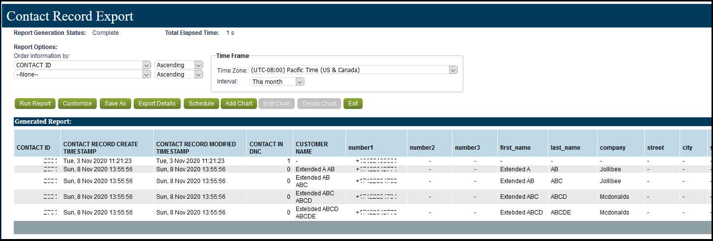 Reporting | Contact Record Export