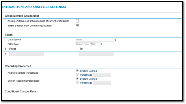 Verint | Interaction setup on User Level