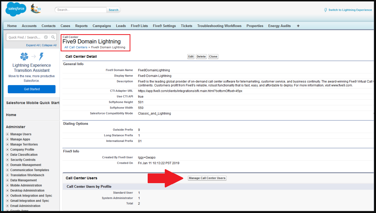 Salesforce OpenCTI | Enabling the Five9 Engage Lightning Adapter