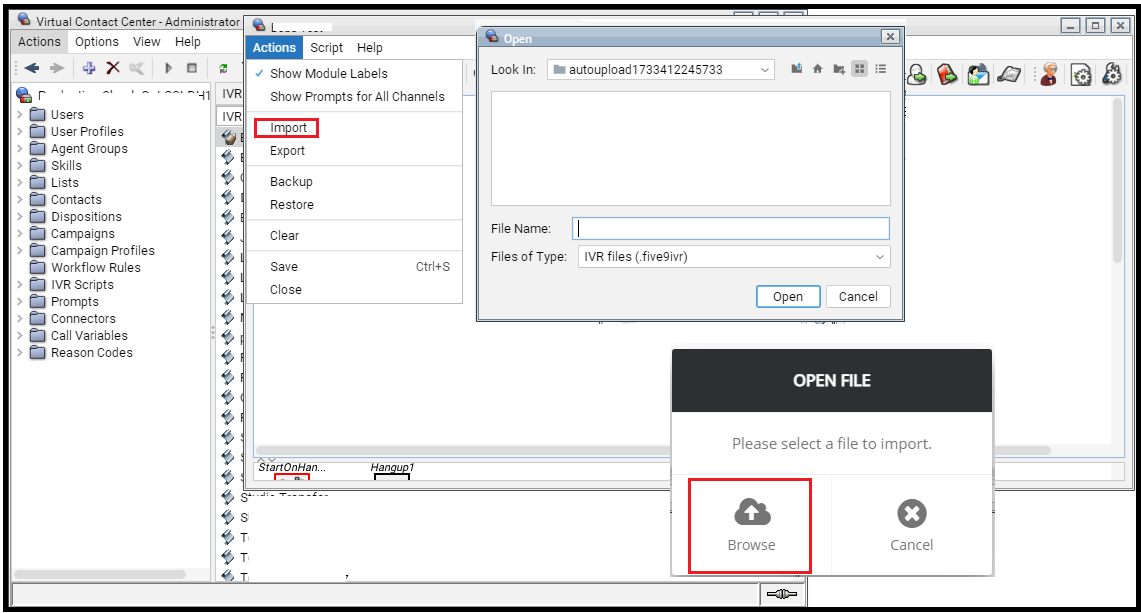 Administrator | Import/Export an IVR Script