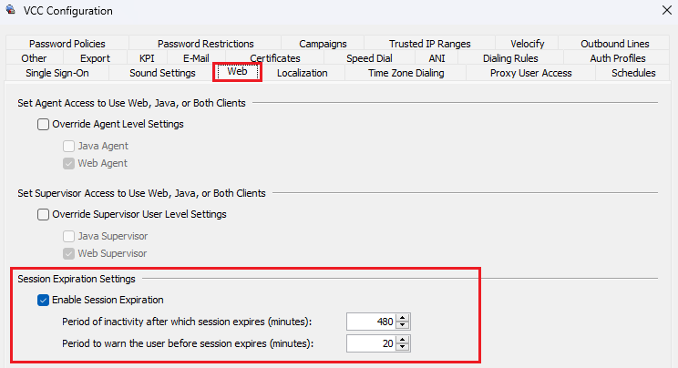 VCC | Session Expiration