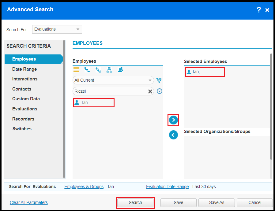 Verint | How to Search Evaluations