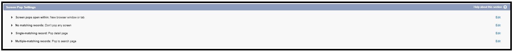 Salesforce | Screen Pop Settings