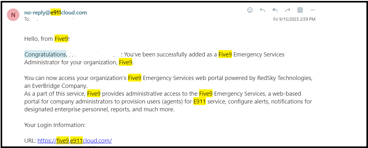 MyE911 | Welcome Emails