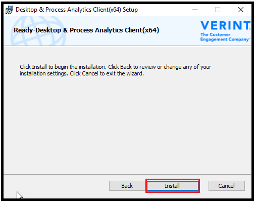Verint | Installing Desktop Process and Analytics Client