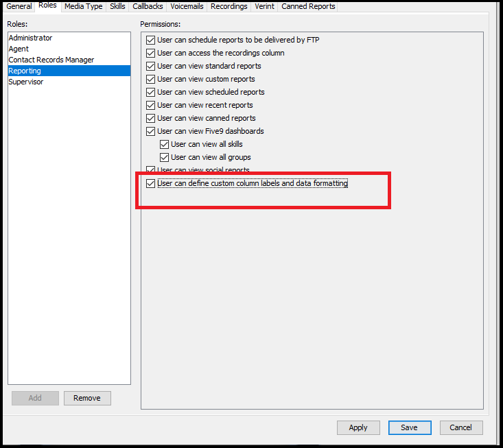 Reporting | Customizing Column Labels