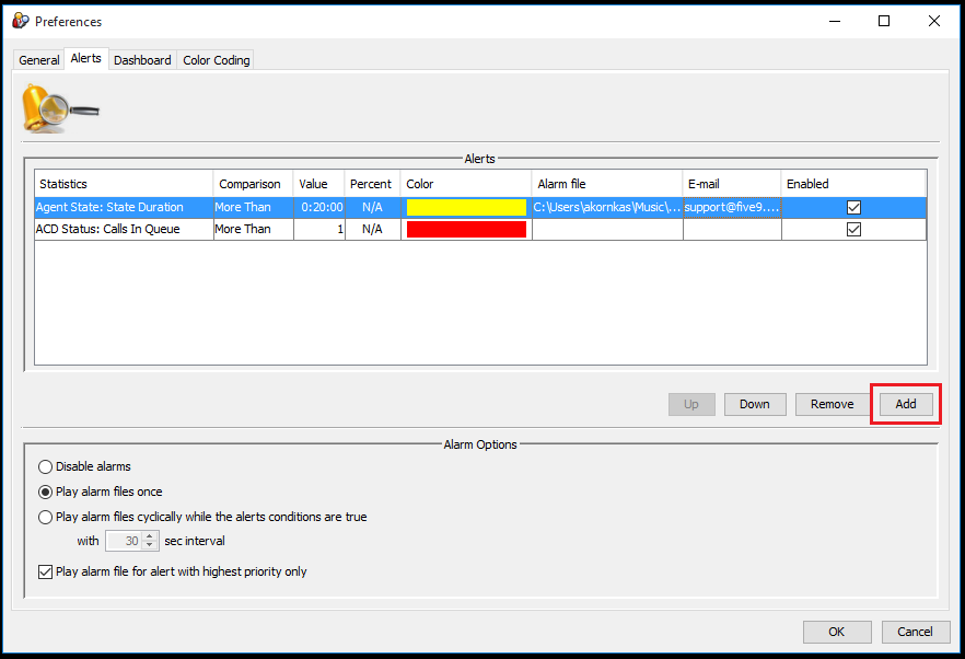 Supervisor | Alarm and Alert Setup