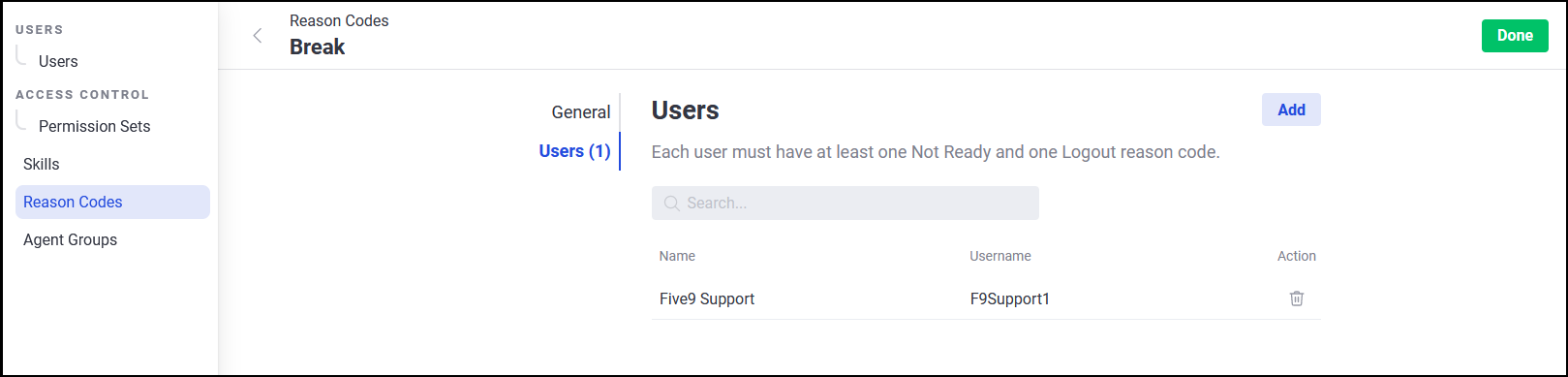 Admin Console | Reason Codes