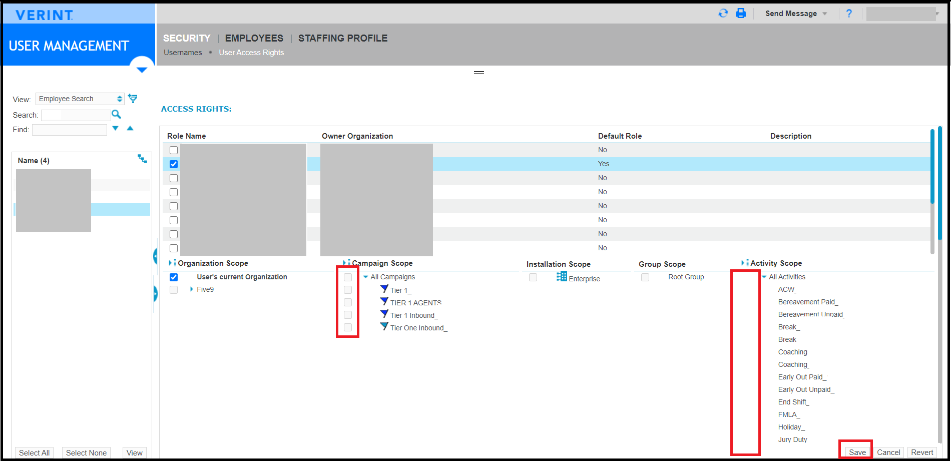 Verint | Blank Drop Down Activity Menu When Adding a Time Off Event